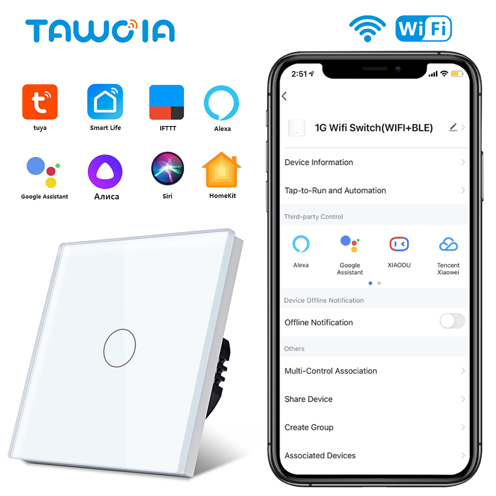 Wi-Fi 1 Gang 1 Way Switch with Neutral - Smart Switch Factory & Company
